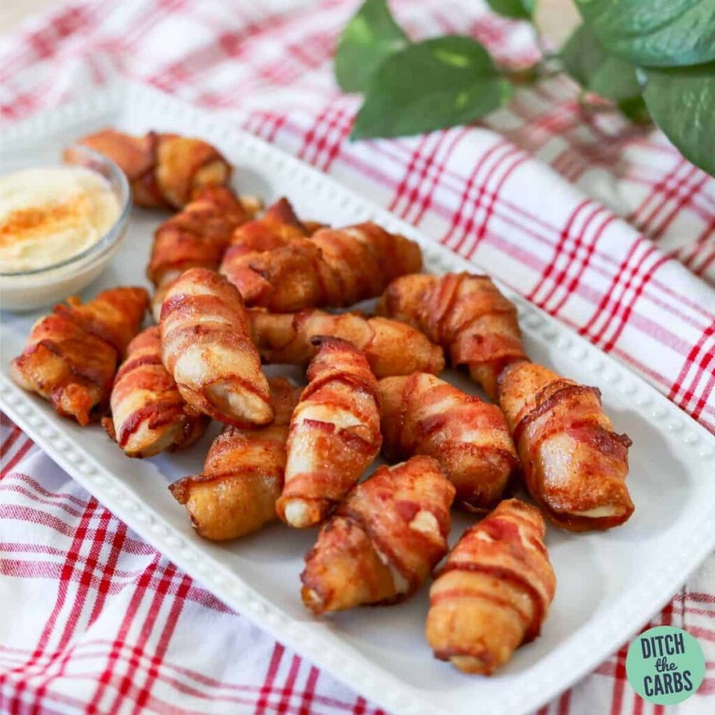 How to Cook Bacon Wrapped Cheese Sticks (in the air fryer) - Thinlicious