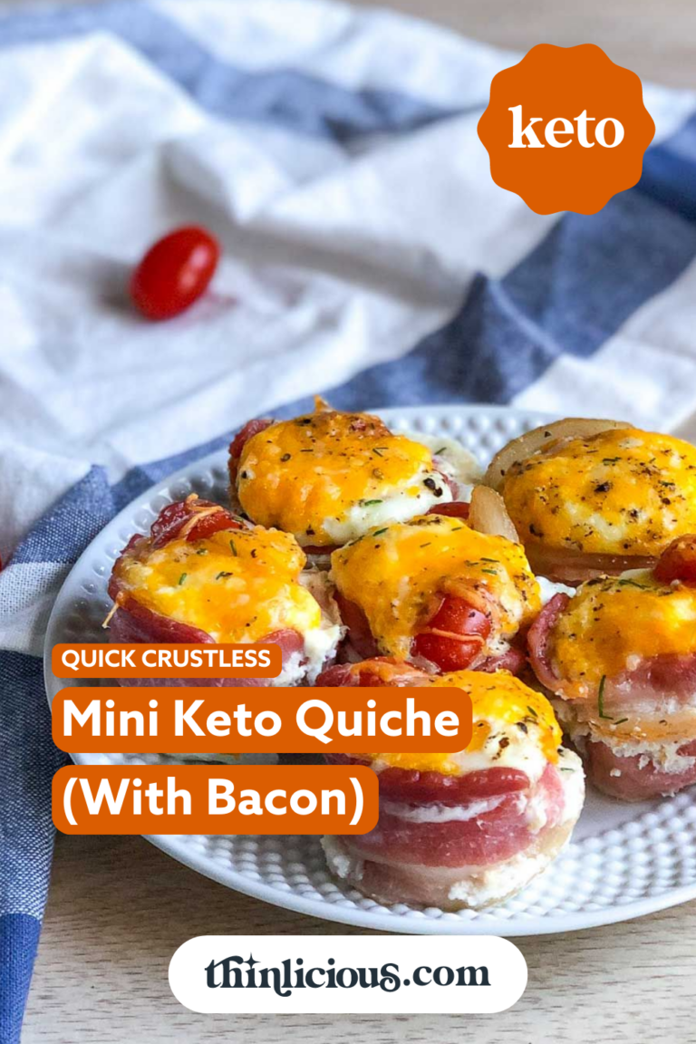Quick Crustless Mini Keto Quiche (With Bacon) - Thinlicious
