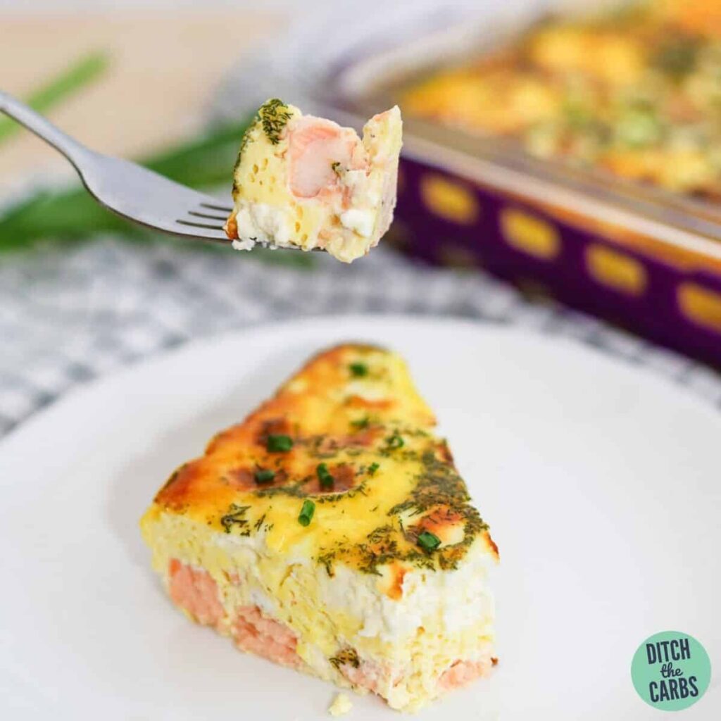 Best Crustless Smoked Salmon and Cream Cheese Quiche - Thinlicious