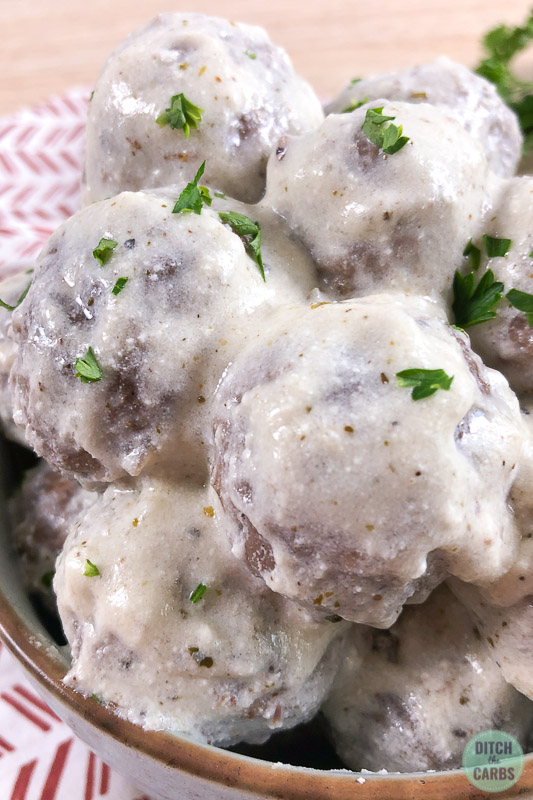 Homemade Creamy Meatballs with Goat Cheese (Keto-Friendly) - Thinlicious
