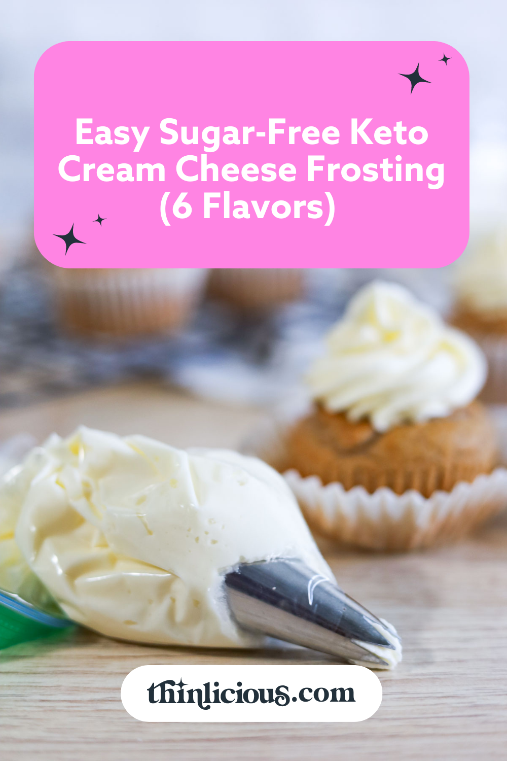 Easy Sugar-Free Keto Cream Cheese Frosting (6 Flavors) - Thinlicious