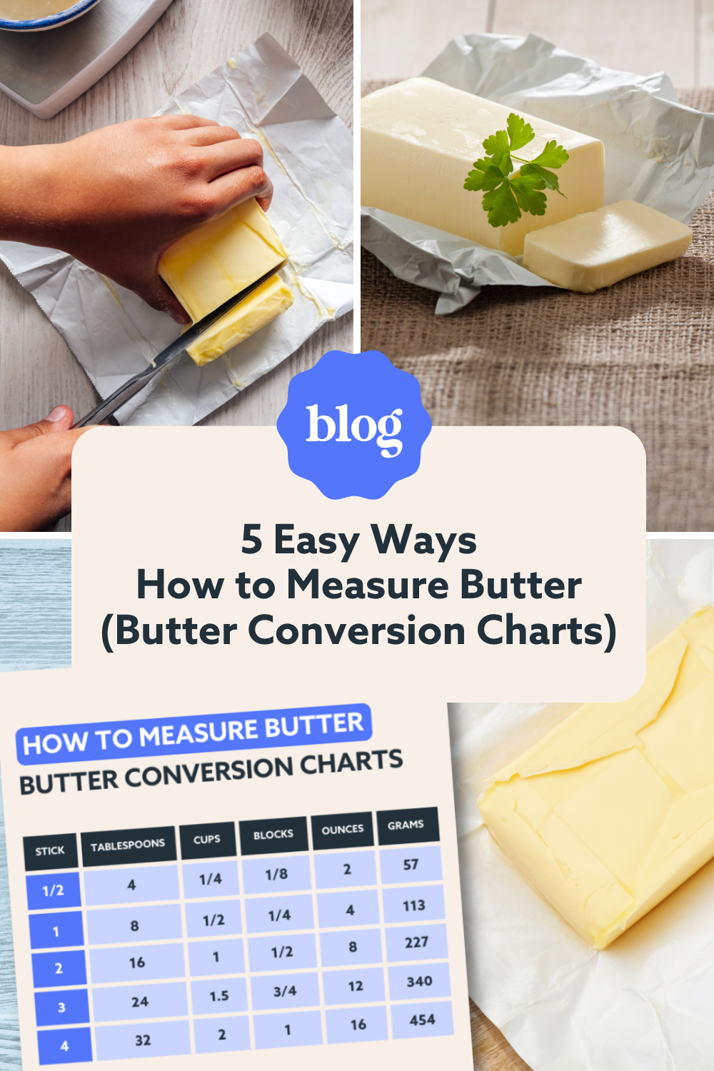 5 Easy Ways How To Measure Butter (Butter Conversion Charts) - Thinlicious