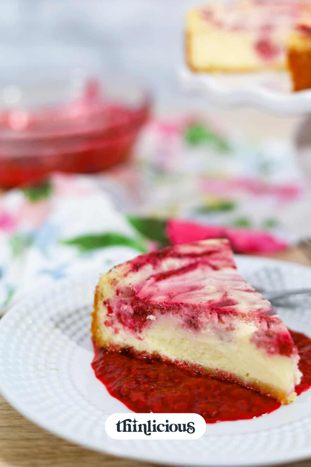 Easy Sugar-Free Raspberry Cheesecake (Raspberry Swirl Cheesecake)