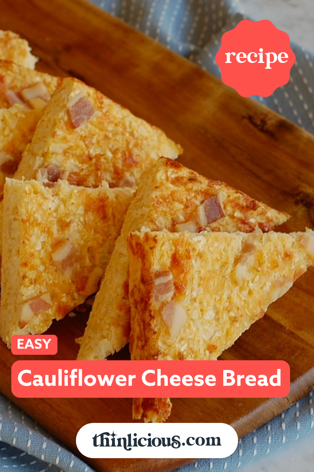 Easy Low-Carb Cauliflower Cheese Bread - Thinlicious