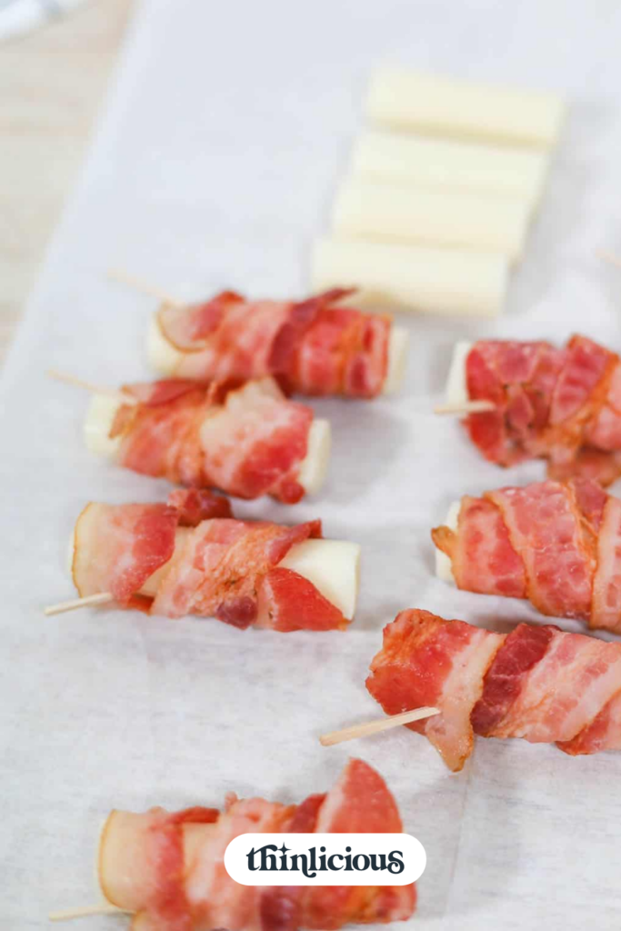 How to Cook Bacon Wrapped Cheese Sticks (in the air fryer) - Thinlicious